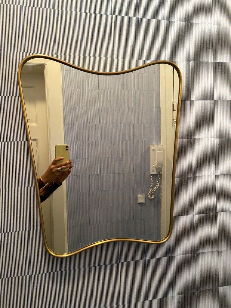 Vintage Curved Wall Brass Mirror, Italy, 1950's at 1stDibs | curved ...