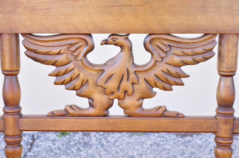 Vintage Cushman Maple Wood Settee Bench Carved Eagle Back Deacons Bench ...