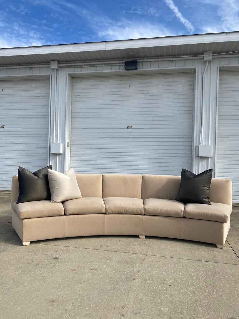 Vintage Custom Curved Cream Colored 5-Seater Sofa For Sale at 1stDibs