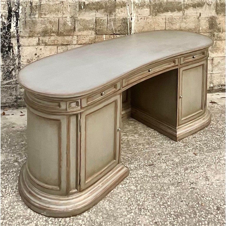 Vintage Custom Curved Executive Desk at 1stDibs