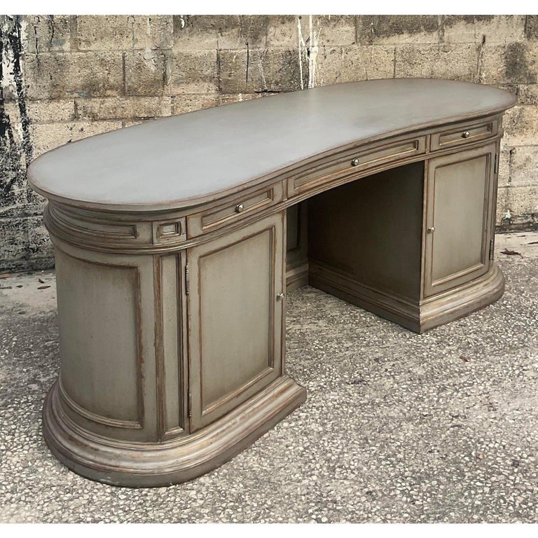 Vintage Custom Curved Executive Desk at 1stDibs