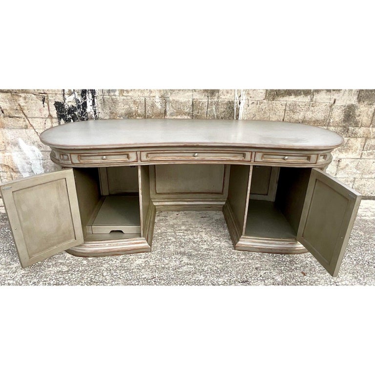 Vintage Custom Curved Executive Desk at 1stDibs