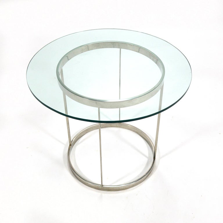 Vintage Custom Fabricated Stainless Steel Side Table For Sale at 1stDibs