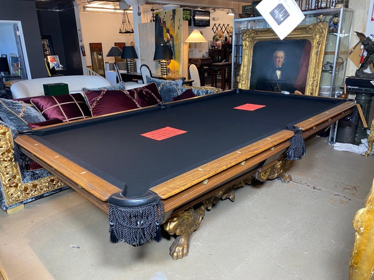 Vintage Custom Made 9’ Lion Motif Pool Table, Mint Condition at 1stDibs