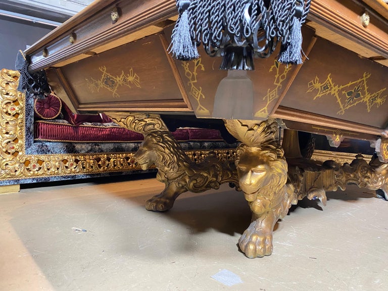 Vintage Custom Made 9’ Lion Motif Pool Table, Mint Condition at 1stDibs