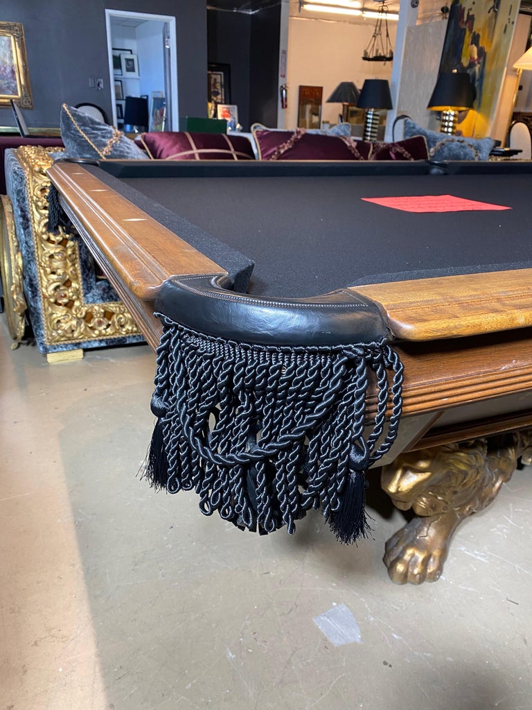 Vintage Custom Made 9’ Lion Motif Pool Table, Mint Condition at 1stDibs