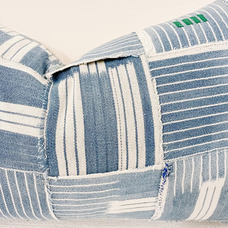 Vintage Custom Made Batik Blue Accent Pillow For Sale at 1stDibs