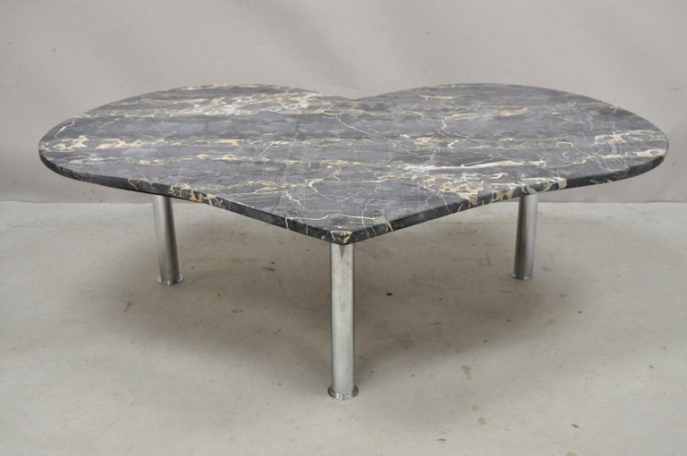 Vintage Custom Made Italian Marble Top Heart Shaped Coffee Table For ...