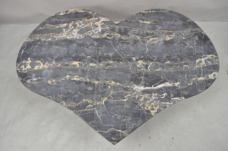 Vintage Custom Made Italian Marble Top Heart Shaped Coffee Table For ...