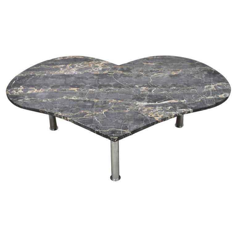 Vintage Custom Made Italian Marble Top Heart Shaped Coffee Table For ...