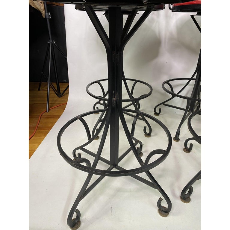 Vintage Custom Made Spanish Revival Wrought Iron Bar Stools, Set of 8 ...