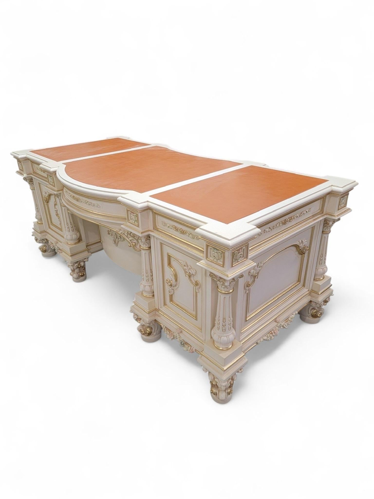 Vintage Custom Venetian Antique Rococo Style Antique White Carved ...