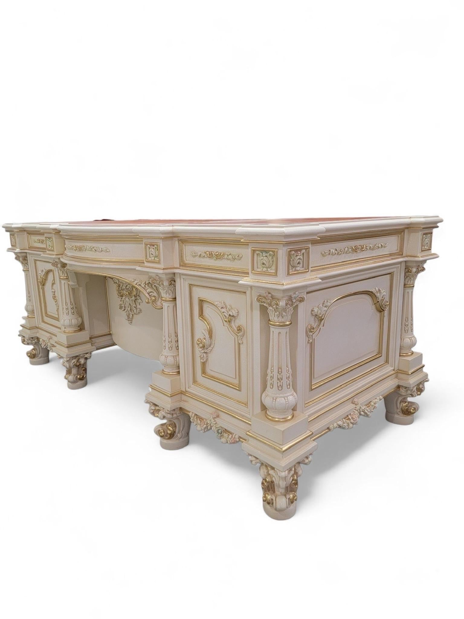 Vintage Custom Venetian Antique Rococo Style Antique White Carved ...
