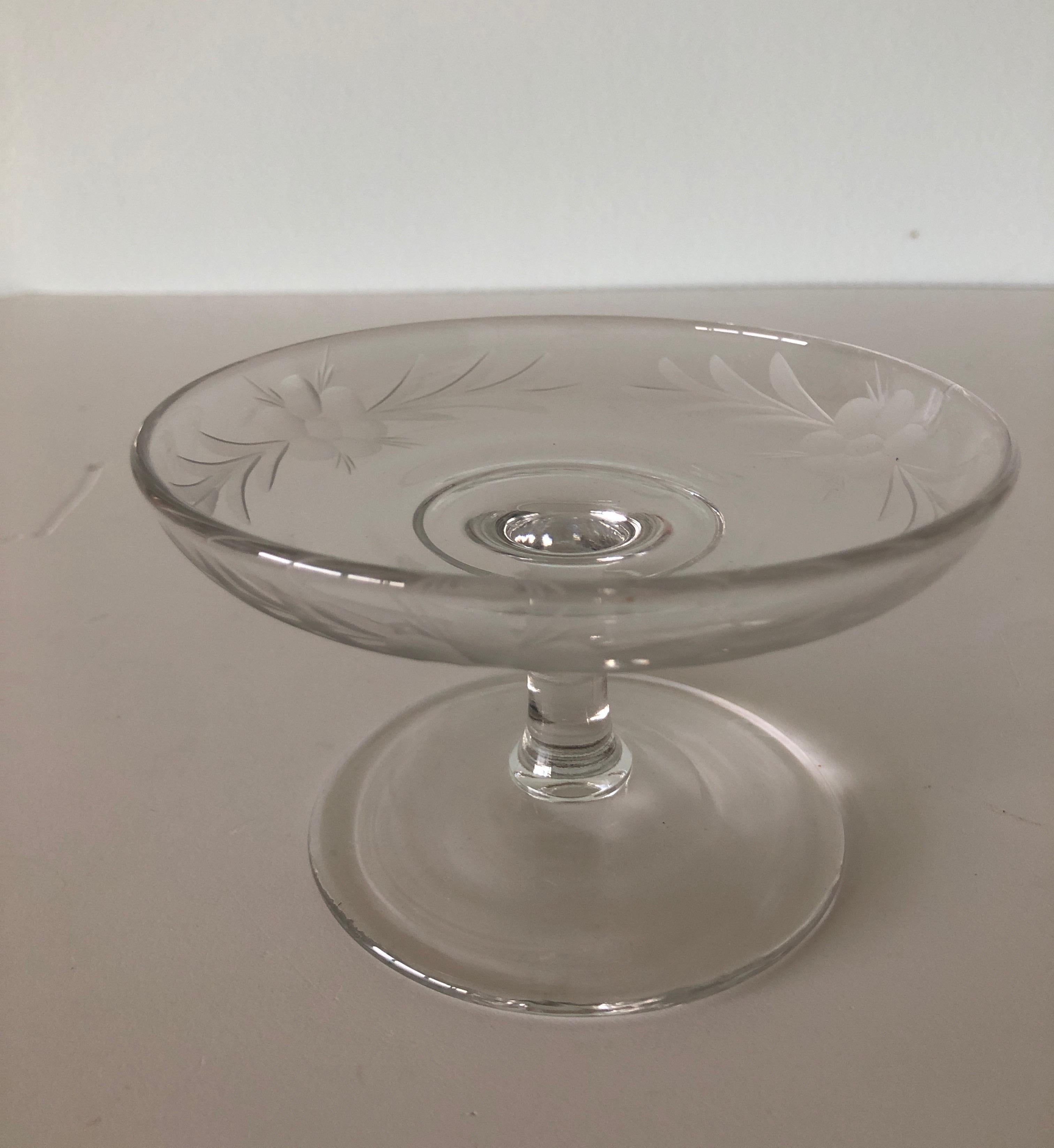 Vintage Cut Crystal Footed Candy Dish For Sale at 1stDibs