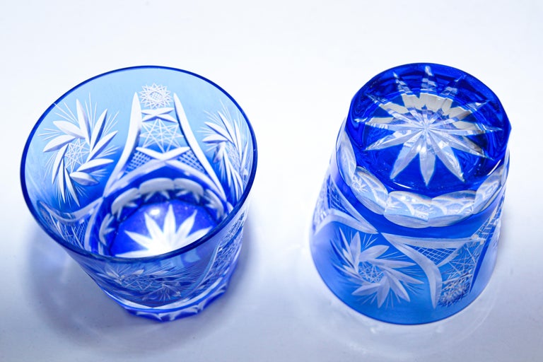 Vintage Cut Crystal Whiskey Glass Tumbler Baccarat Sapphire Blue At
