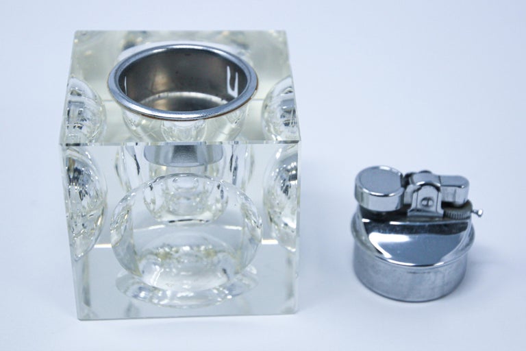 Vintage Cut Glass Square Retro Lighter, 1970 at 1stDibs