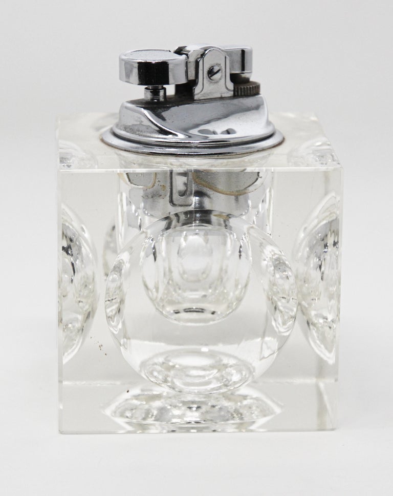 Vintage Cut Glass Square Retro Lighter, 1970 at 1stDibs