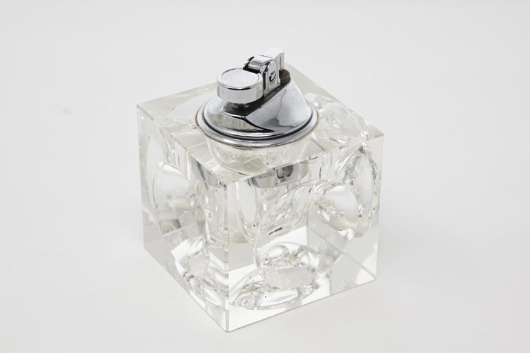 Vintage Cut Glass Square Retro Lighter, 1970 at 1stDibs