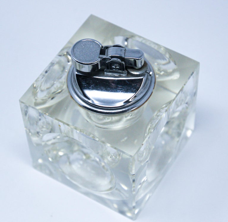 Vintage Cut Glass Square Retro Lighter, 1970 at 1stDibs