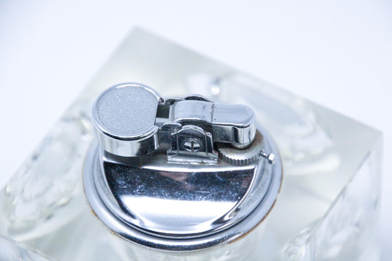 Vintage Cut Glass Square Retro Lighter, 1970 at 1stDibs