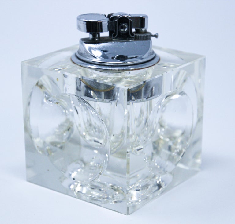 Vintage Cut Glass Square Retro Lighter, 1970 at 1stDibs