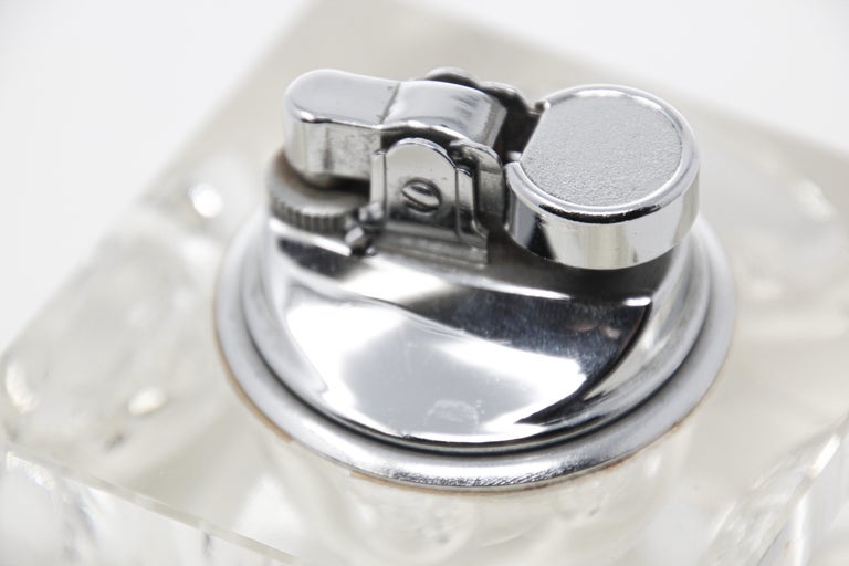 Vintage Cut Glass Square Retro Lighter, 1970 at 1stDibs