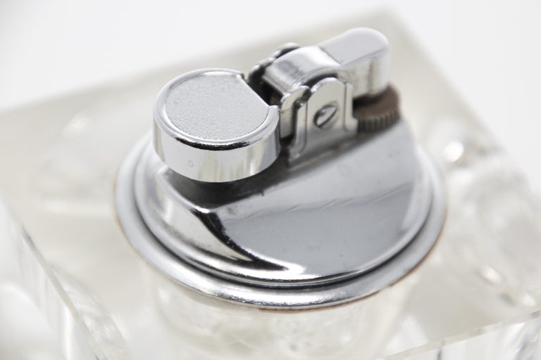 Vintage Cut Glass Square Retro Lighter, 1970 at 1stDibs