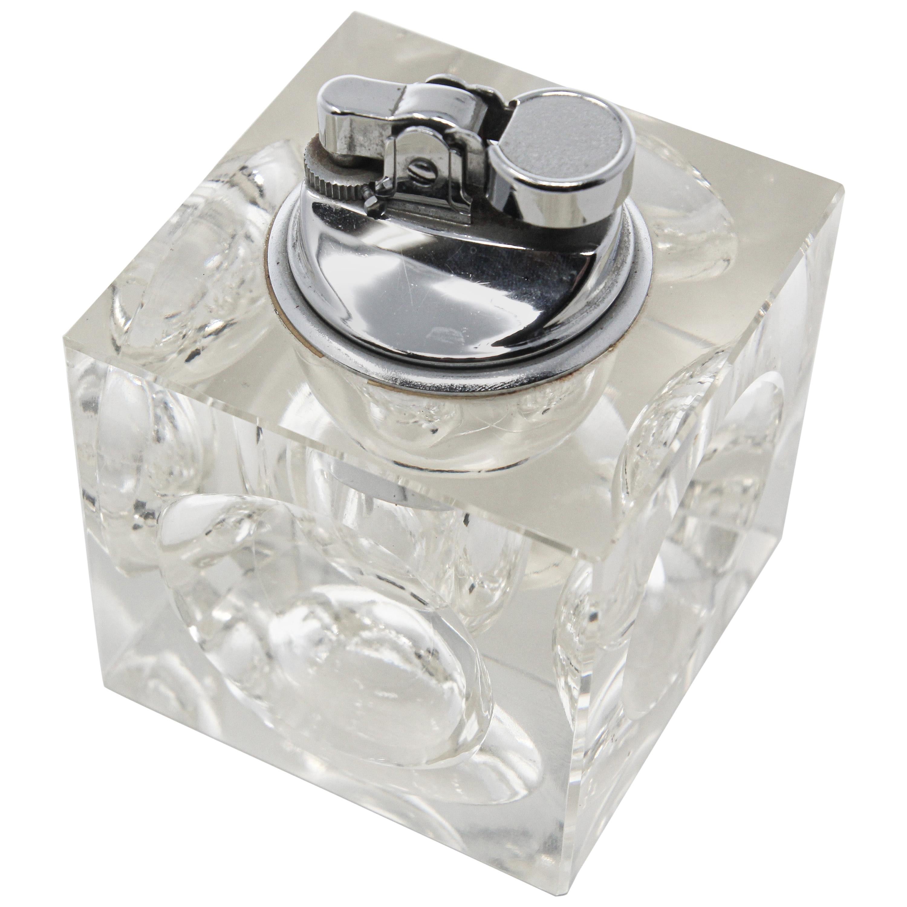 Vintage Cut Glass Square Retro Lighter, 1970 at 1stDibs