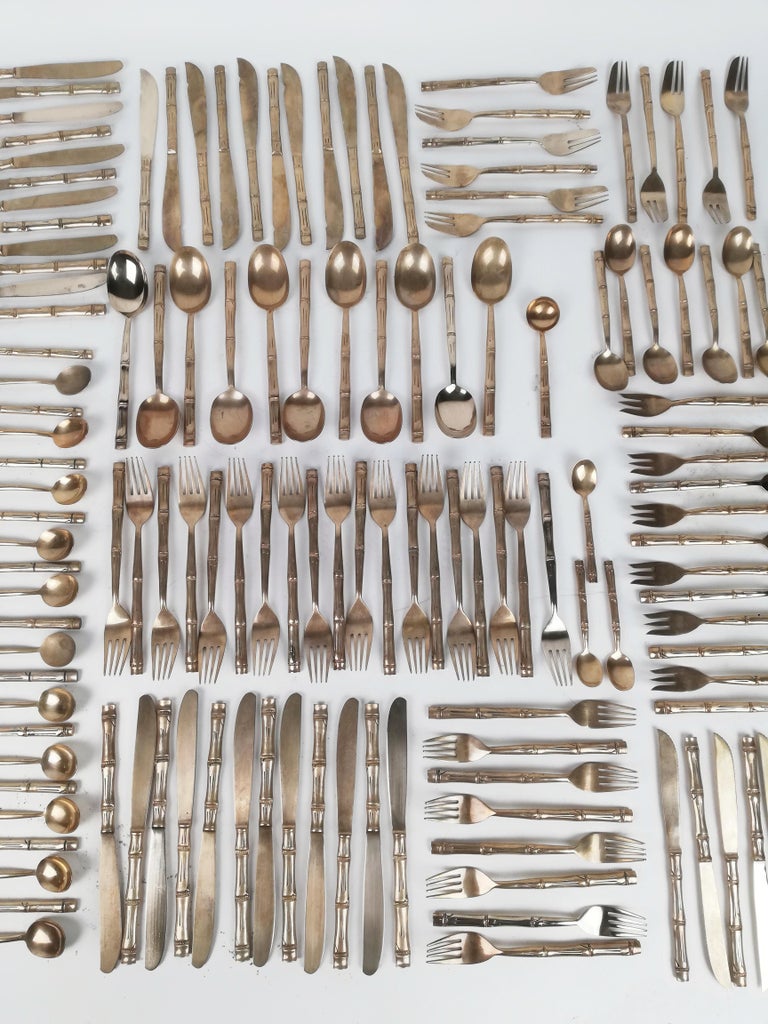 Vintage Cutlery Set in Hollywood Regency Style made in Brass Faux ...