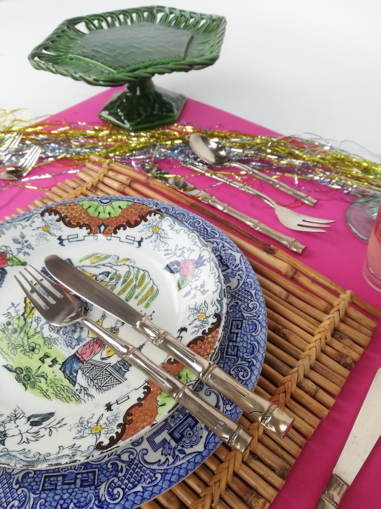 Vintage Cutlery Set in Hollywood Regency Style made in Brass Faux ...