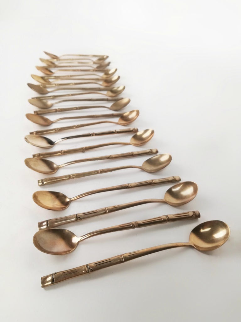 Vintage Cutlery Set in Hollywood Regency Style made in Brass Faux ...