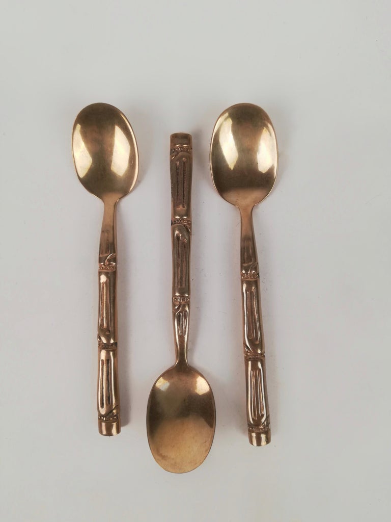 Vintage Cutlery Set in Hollywood Regency Style made in Brass Faux ...