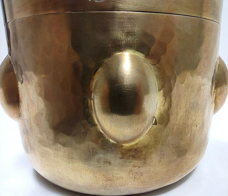 Vintage Cylinder Embossed Brass Storage Box, Italy For Sale at 1stDibs