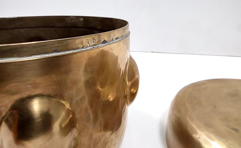 Vintage Cylinder Embossed Brass Storage Box, Italy For Sale at 1stDibs