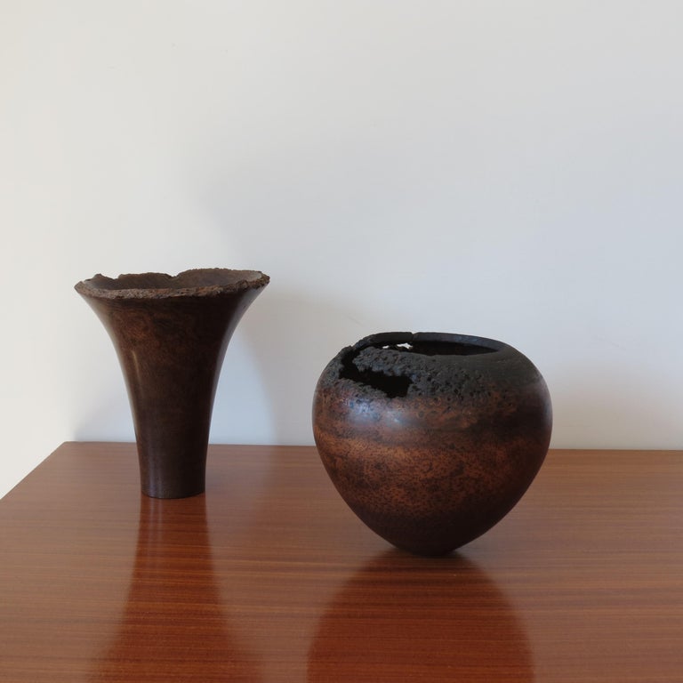 Vintage Cylindrical Form Grass Tree Wood Hand Turned 'Trumpet' Pot For ...