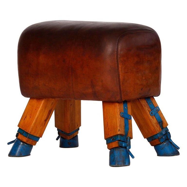 Gymnastic Vintage Czech Leather Gym Stool Bench Pommel Horse, 1930s For ...