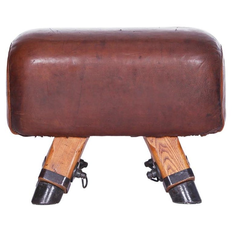 Gymnastic Vintage Czech Leather Gym Stool Bench Pommel Horse, 1930s For ...