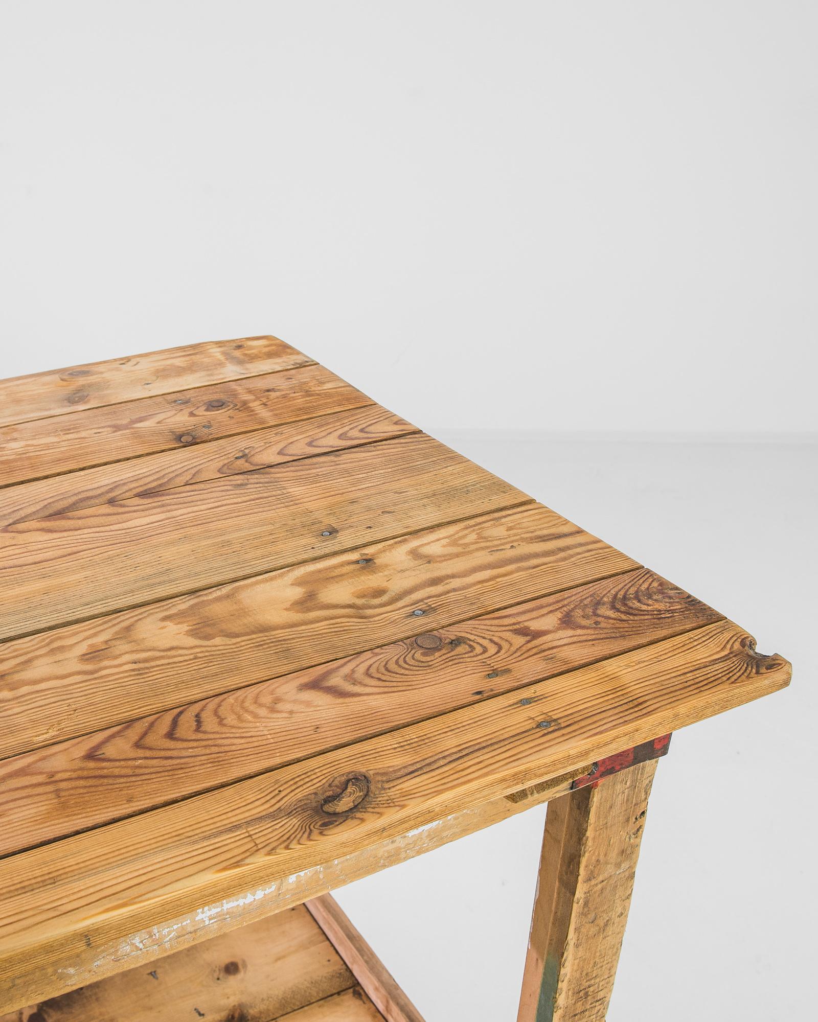 Vintage Czech Wooden Bakery Table on Wheels at 1stDibs | wooden bakery ...