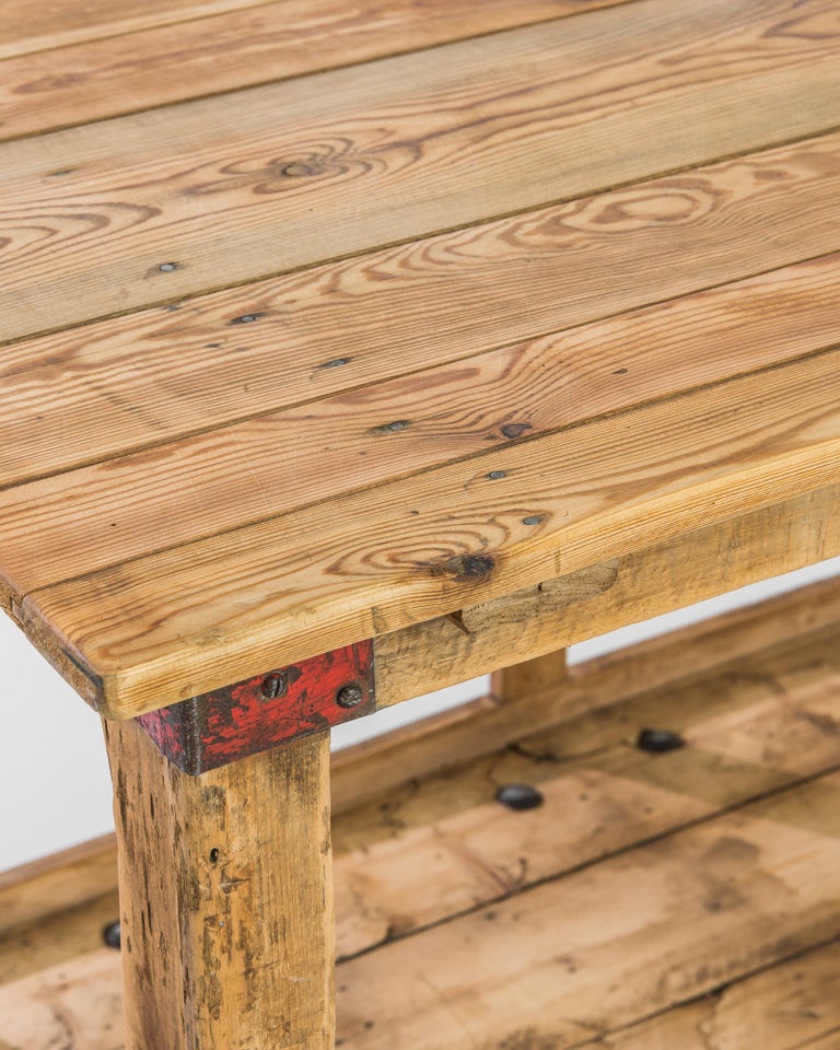 Vintage Czech Wooden Bakery Table on Wheels at 1stDibs