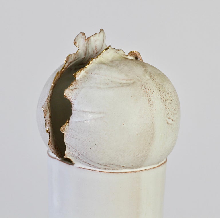 Vintage Czechoslovakian Organic Ceramic White Pottery Vase by Jiří ...