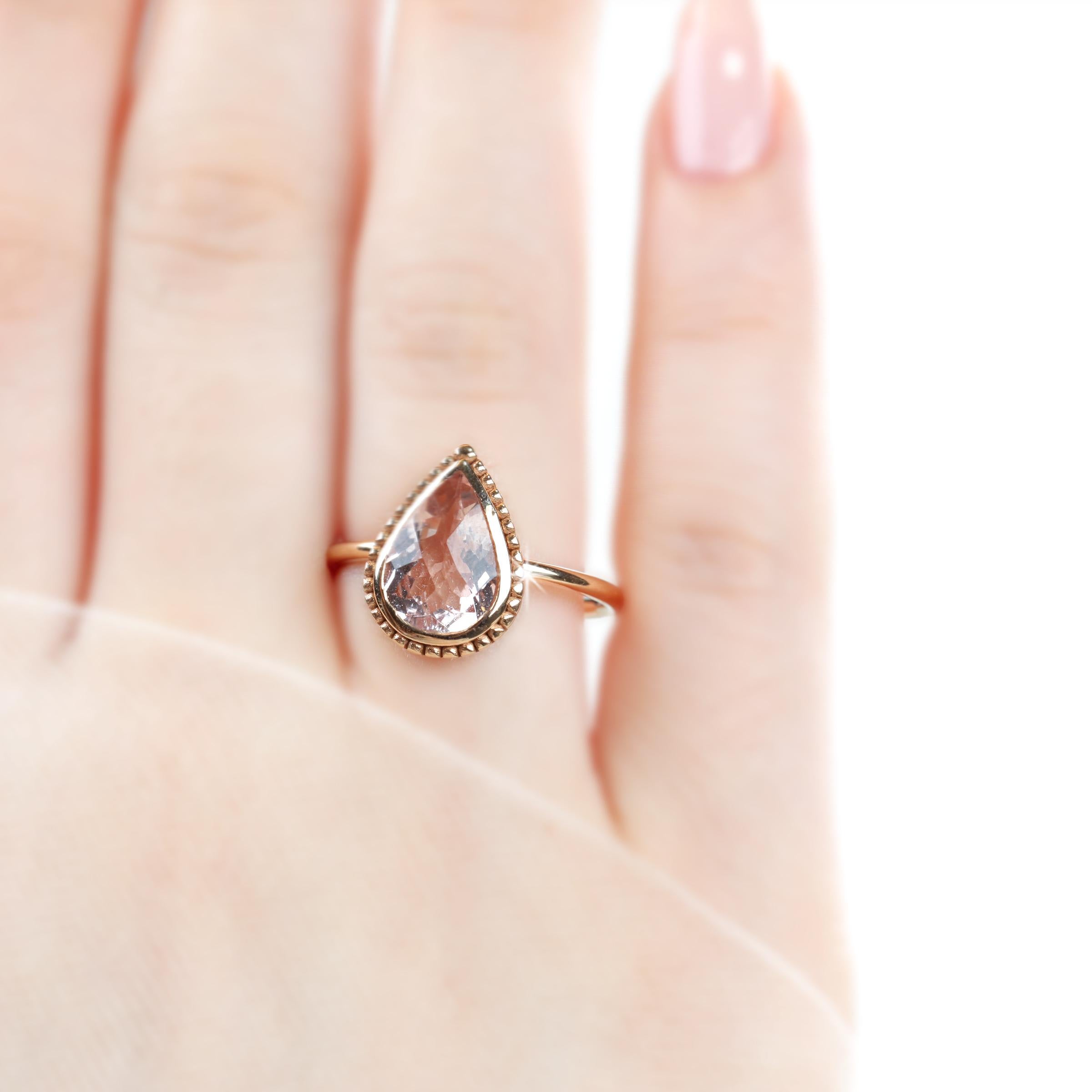 Vintage Dainty Pear Shape Morganite Ring For Sale at 1stDibs | dainty ...