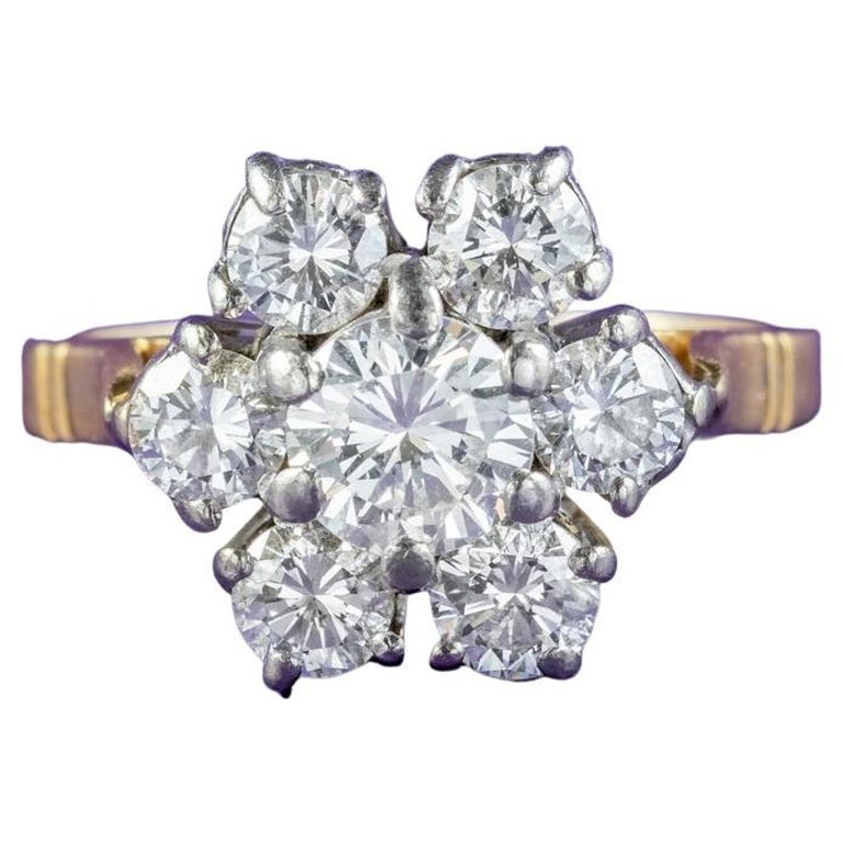 Vintage Daisy Cluster Diamond Ring in 18 Carat Yellow and White Gold ...