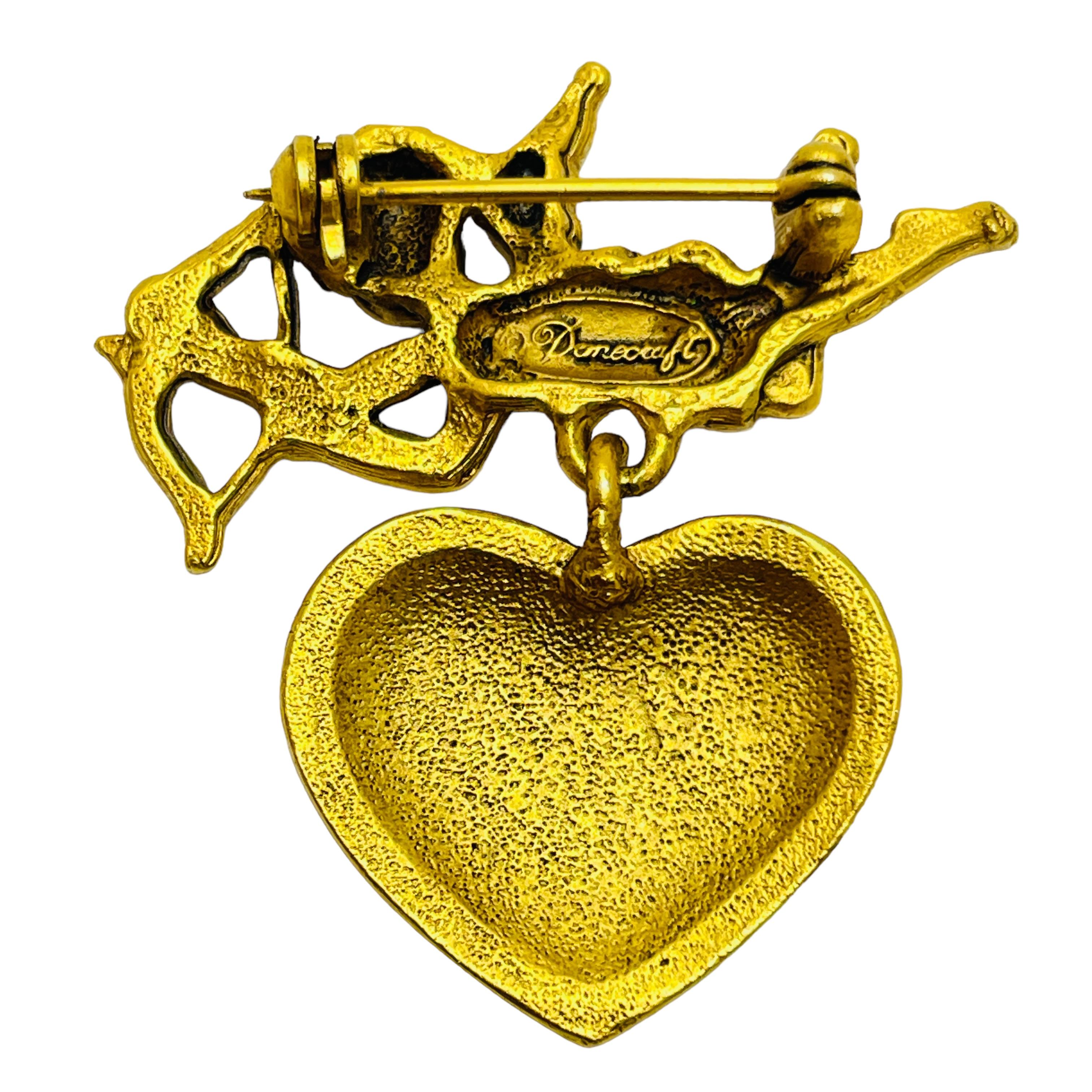 Vintage DANECRAFT signed gold tone cupid heart designer brooch For Sale ...