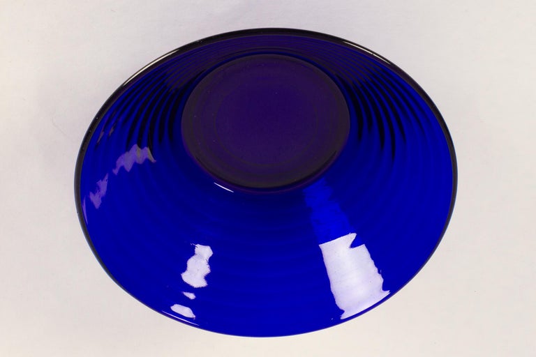 Vintage Danish Blue Glass Set 1930s Set of 4 For Sale at 1stDibs