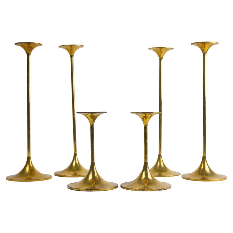 Vintage Danish Brass Candlesticks by Torben Ørskov 1960s. Set of 6. For ...