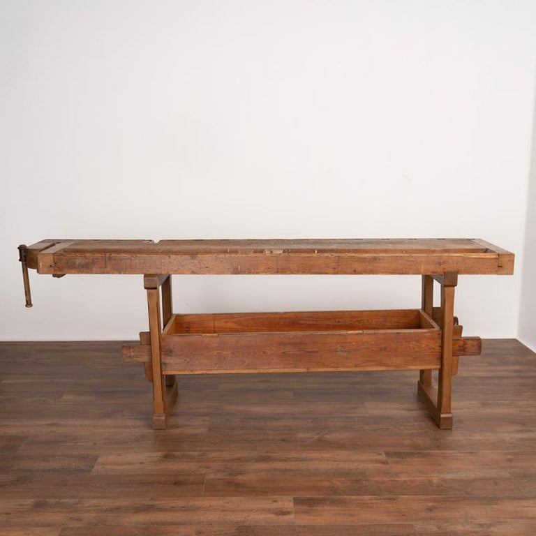 Vintage Danish Carpenter's Workbench Rustic Console Table For Sale at ...