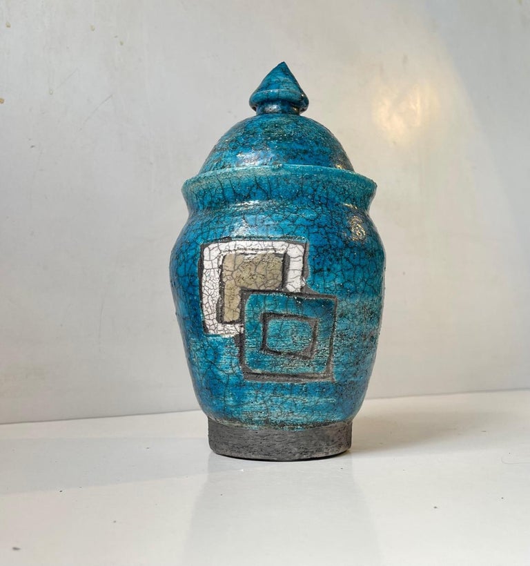 Vintage Danish Ceramic Cubist Urn in Turquoise Raku, 1970s For Sale at ...