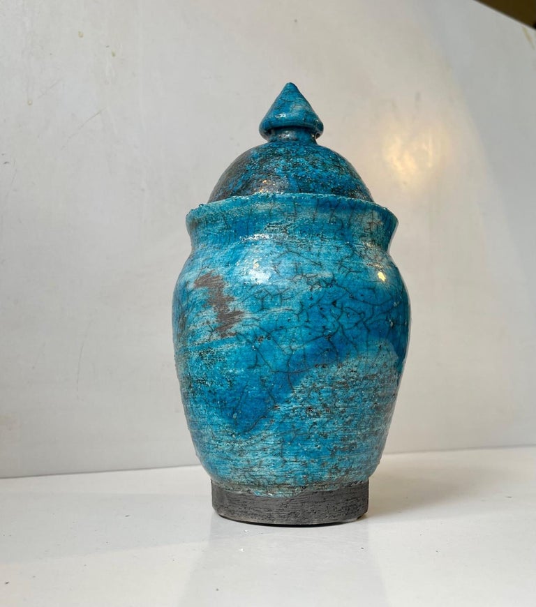 Vintage Danish Ceramic Cubist Urn in Turquoise Raku, 1970s For Sale at ...