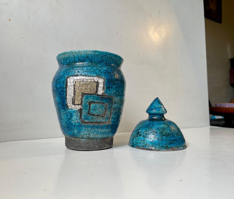 Vintage Danish Ceramic Cubist Urn in Turquoise Raku, 1970s For Sale at ...