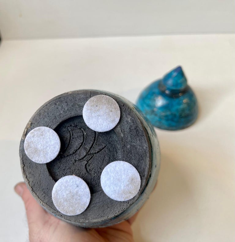 Vintage Danish Ceramic Cubist Urn in Turquoise Raku, 1970s For Sale at ...